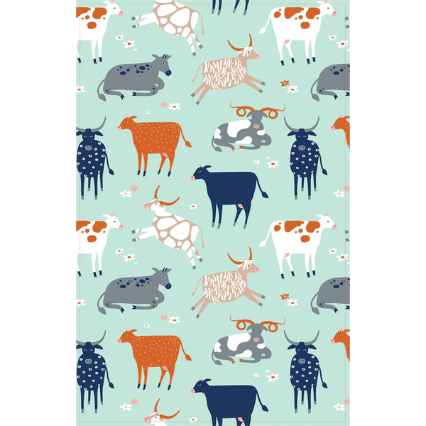 Tea Towel Green Cows - Giftware - Nundle Woollen Mill